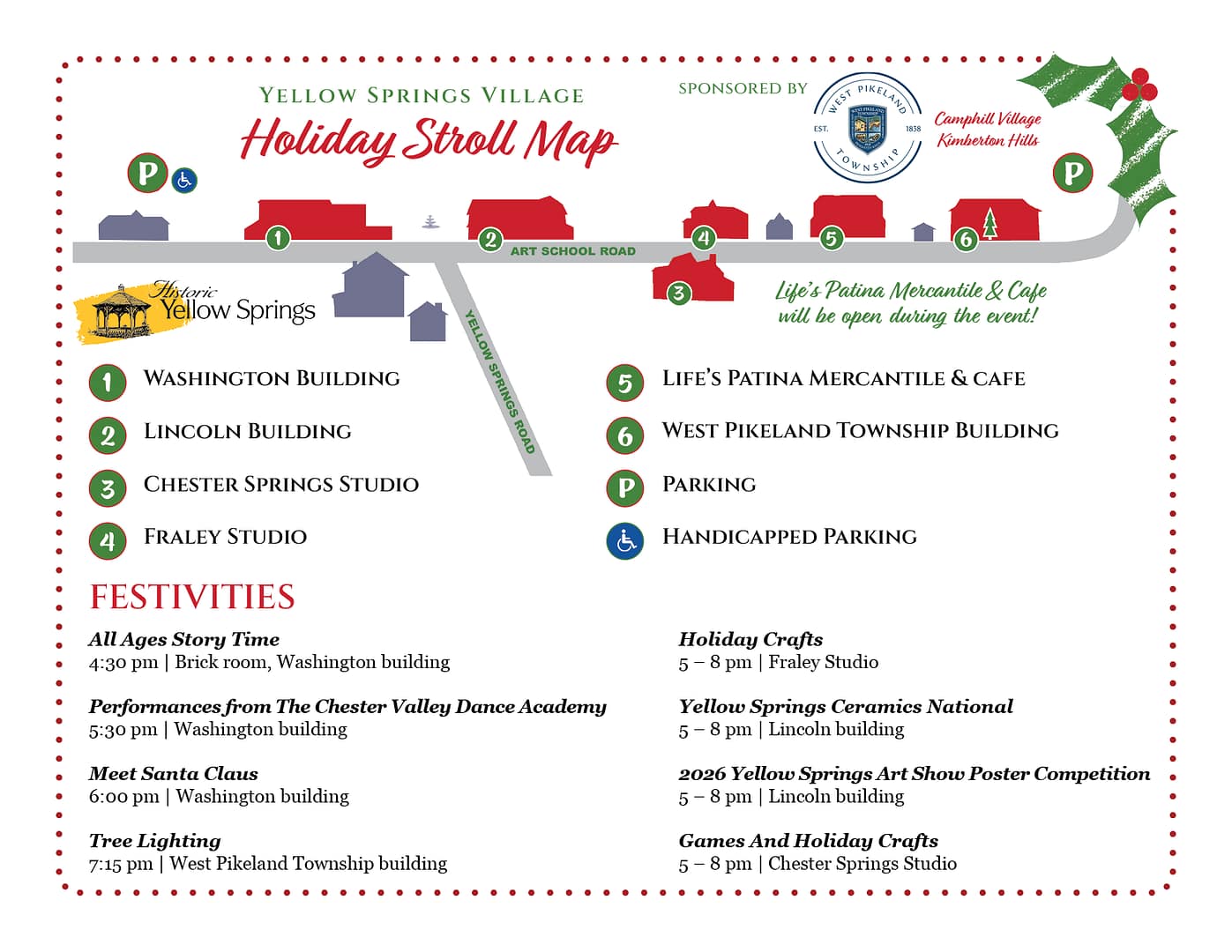 Holiday Stroll Map - Historic Yellow Springs